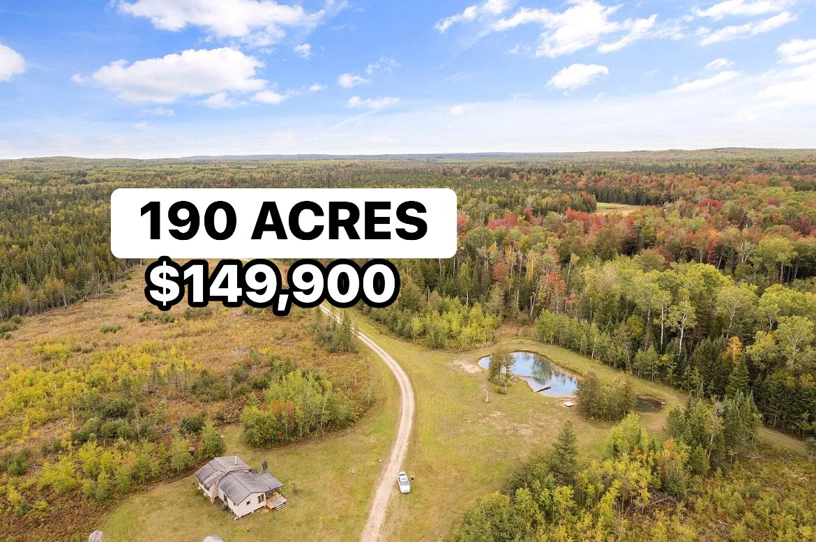 Rare opportunity! 190 Acres with Cabin & Pond. $149,900